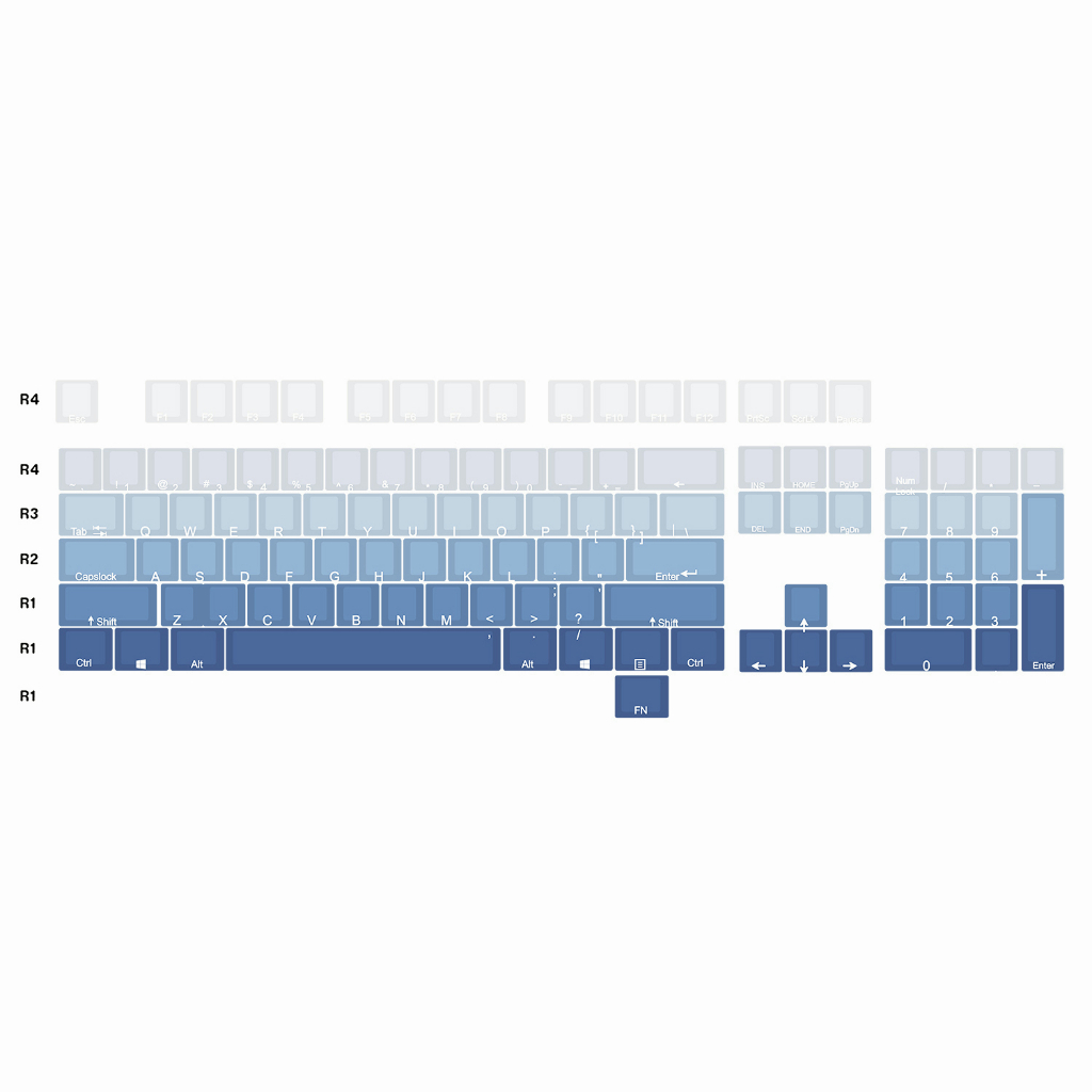 Fog Blue Gradient Keycaps OEM Profile Backlit Transparent Keycap PBT ...