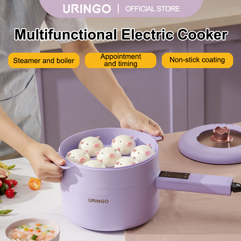Uringo หม้อไฟฟ้าอเนกประสงค์ เคลือบเซรามิก non stick อเนกประสงค์ ขนาดเล็ก 3 ลิตร | Shopee Thailand