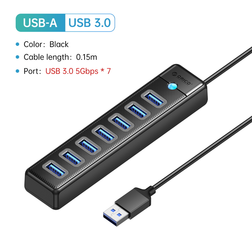 Orico USB 3.0 HUBs 7-Port ความเร็วสูง Multi HUB Splitter ขยายอุปกรณ์ ...