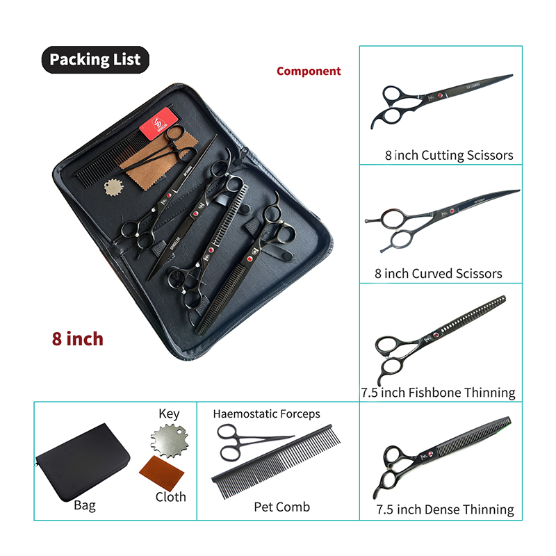 Sangelar 7 นิ้วสีดำสัตว์เลี้ยงกรูมมิ่งกรรไกรชุด,Professional สัตว์ ...