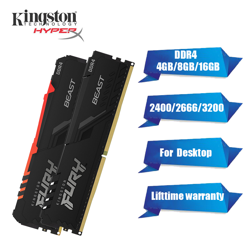 แรมหน่วยความจํา 4GB 8GB 16GB Hyperx BEAST RGB DDR4 DIMM 2400 2666 3200MHz 288Pin 1.2V RAM PC4 ...