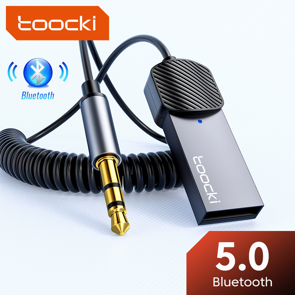 Toocki อะแดปเตอร์รับสัญญาณเสียงไร้สาย บลูทูธ 5.0 Aux USB เป็นแจ็คเสียงไมโครโฟน แฮนด์ฟรี 3.5 มม. ...