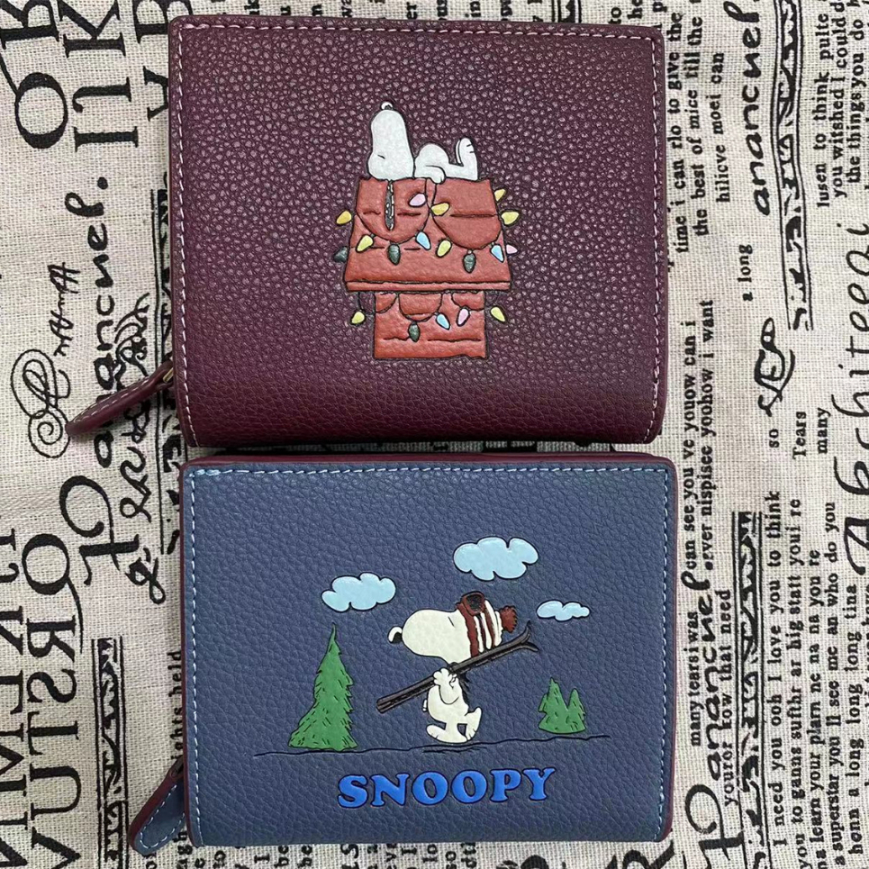 ของแท้ 100% COACH CF251 CF252 ใหม่ SNOOPY ร่วมสุภาพสตรีกระเป๋าสตางค์ ...