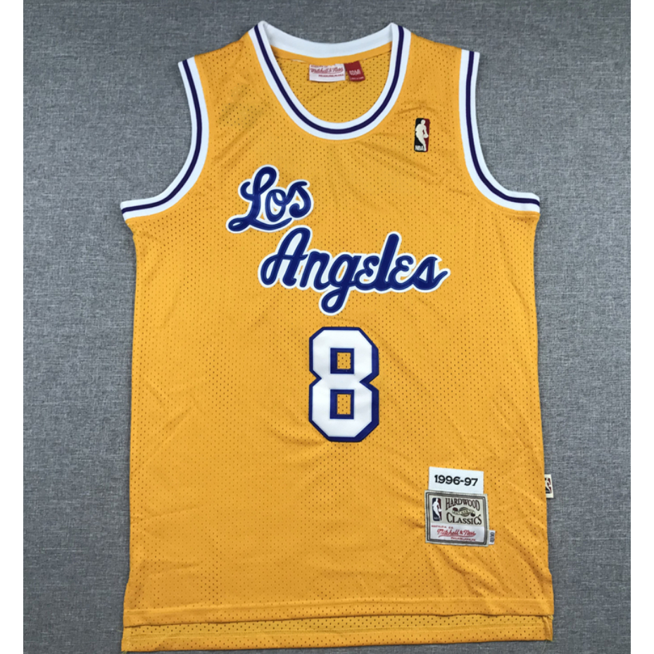 เสื้อกีฬาบาสเก็ตบอล สีเหลือง 1996 97 new me Los Angeles Lakers 8 Kobe Bryant Cursive MN | Shopee ...