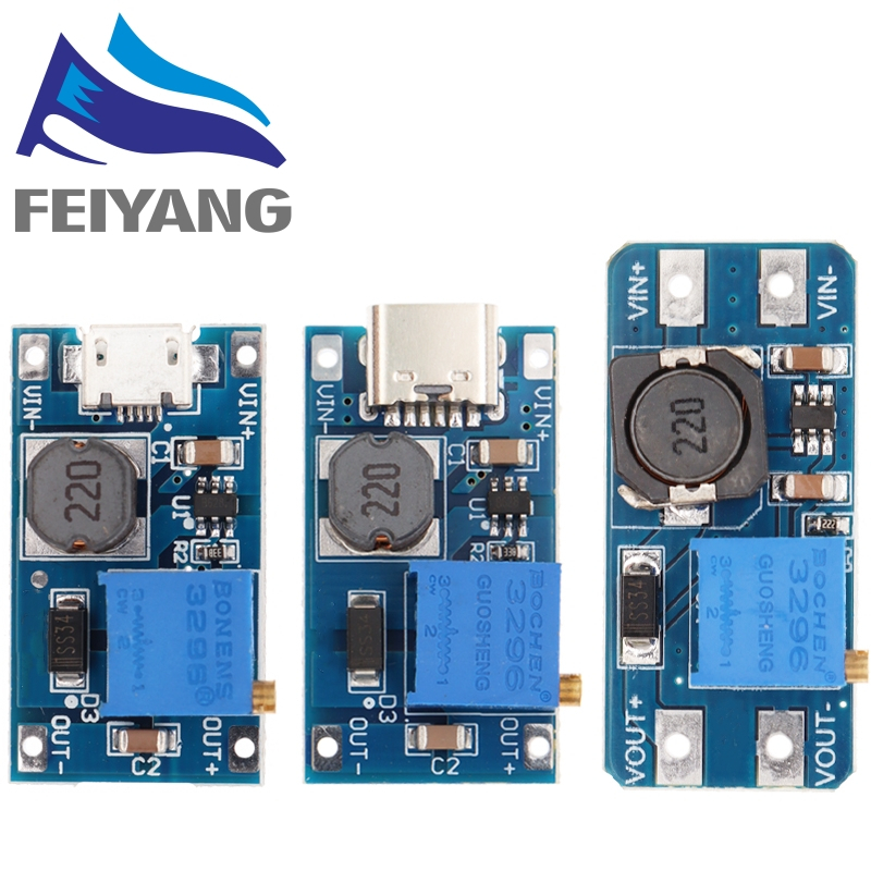 Mt3608 Dc-Dc บอร์ดโมดูลแปลงพาวเวอร์ซัพพลาย Max Output 28V 2A | Shopee ...