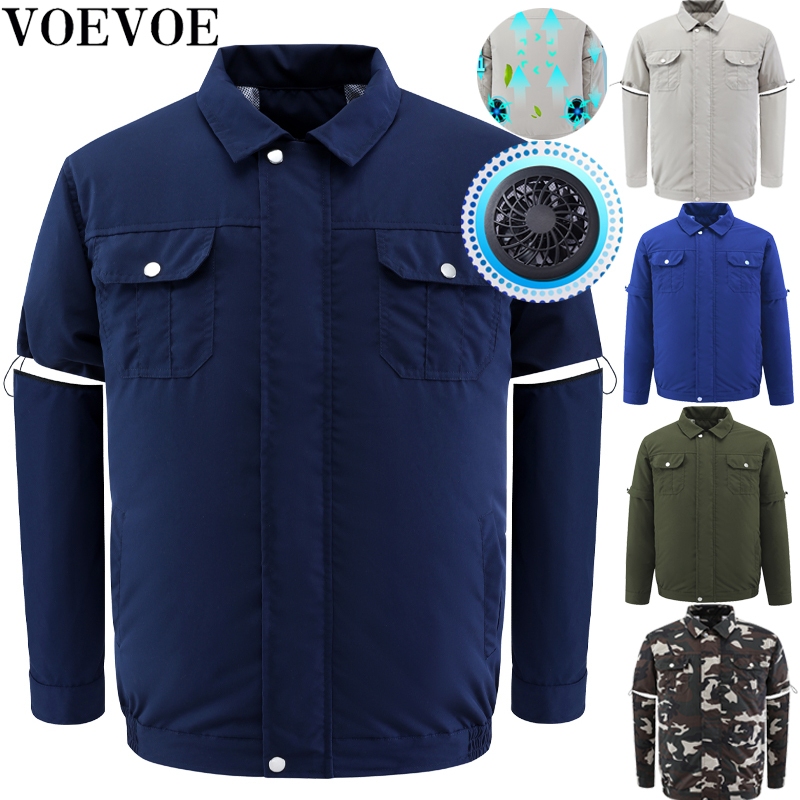 Voevoe ชุดระบายความร้อน พร้อมพัดลม และปลอกแขน ถอดออกได้ สําหรับผู้ชาย | Shopee Thailand