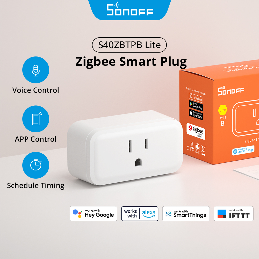 Sonoff S40 Lite ZB Zigbee Smart Plug 15A ปลั๊ก US ซ็อกเก็ตตั้งเวลา ฟังก ...