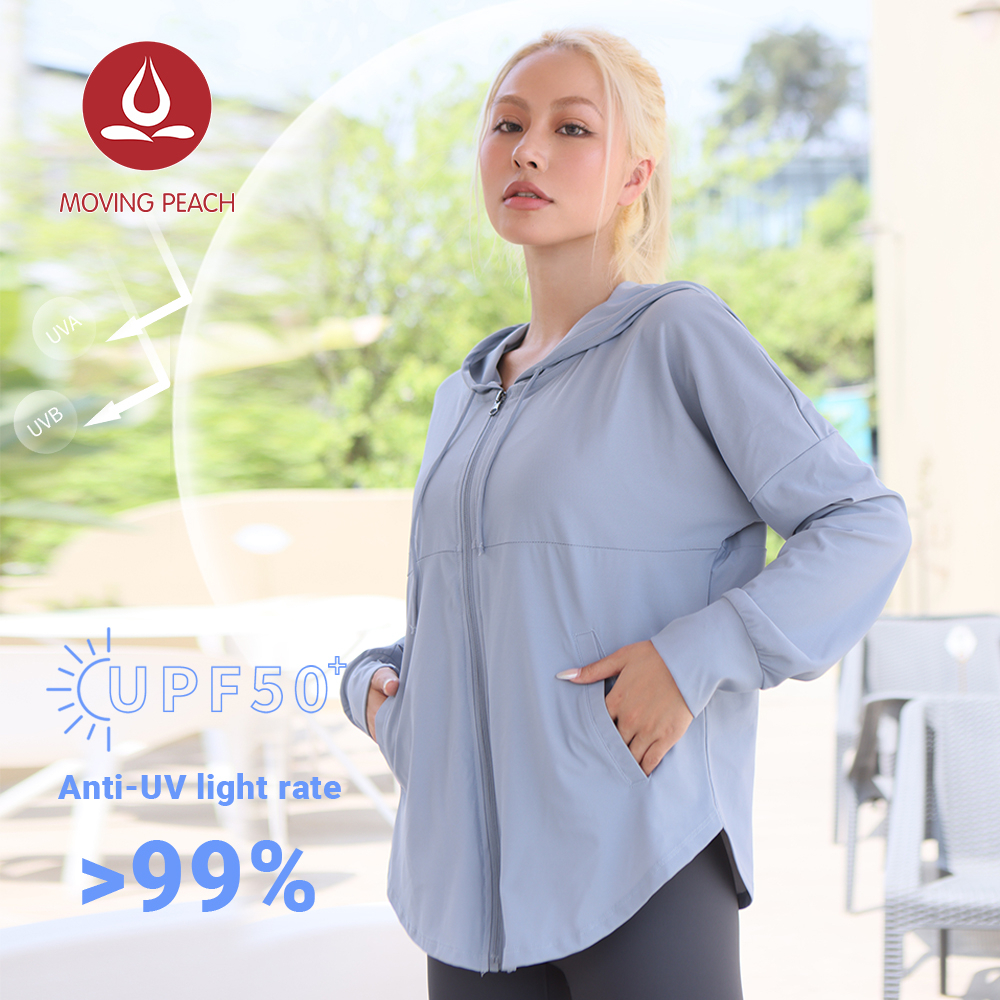 Moving PEACH เสื้อแจ็กเก็ต มีฮู้ด มีซิป ป้องกันรังสียูวี สําหรับผู้หญิง ...