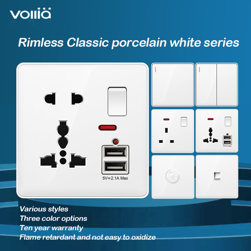 Vollia 1 2 3 4 Gang 1 2 Way wall Switches Off/on โคมไฟ 13amp outlet ...