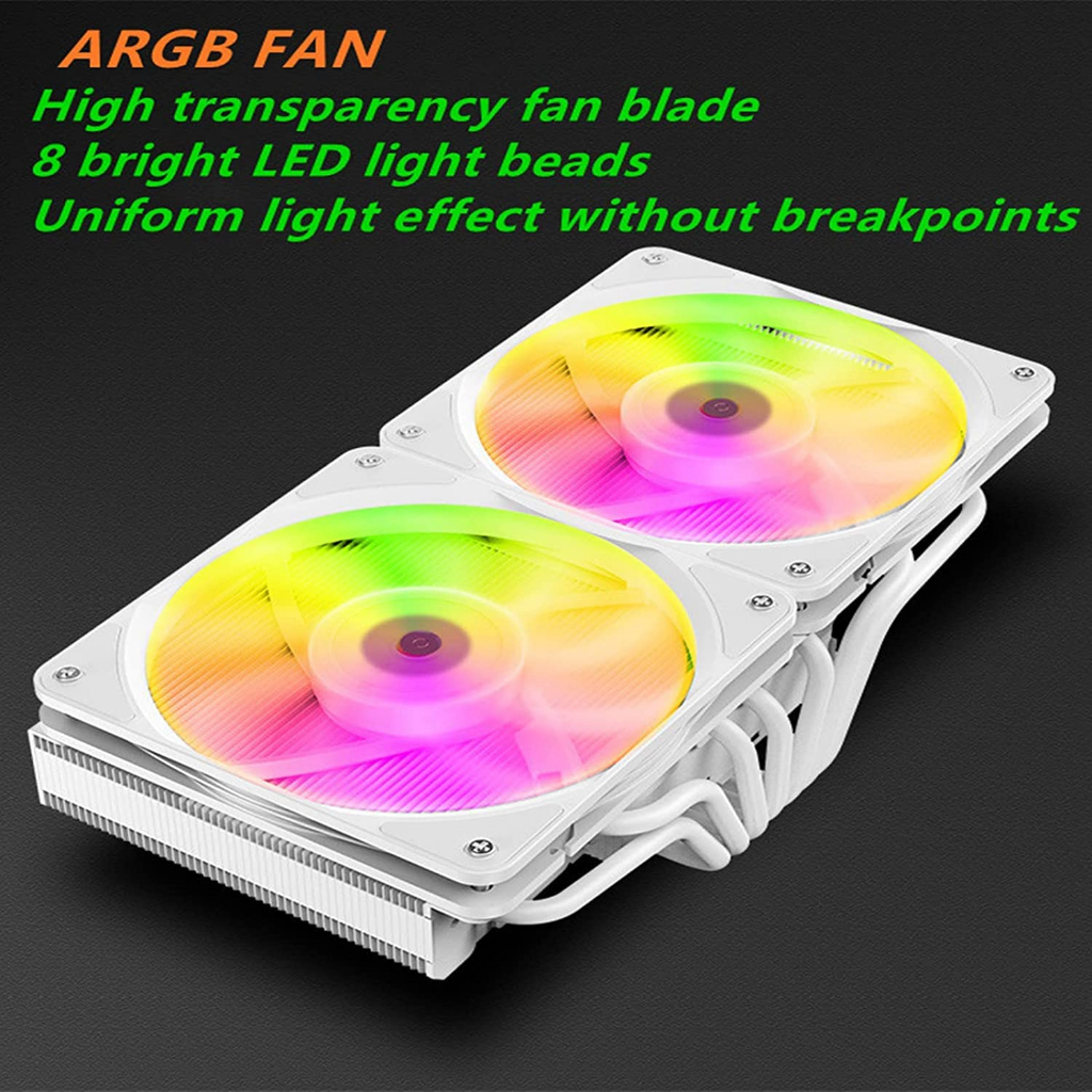 Jiushark JF 13K Diamond White ARGB พัดลมระบายความร้อน CPU 240 มม. ท่อ ...