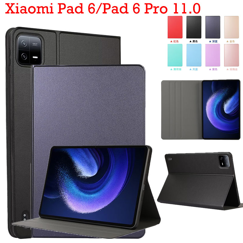 แท็บเล็ตป้องกันกรณีสําหรับ Xiaomi Pad 6 Pad6 Pro 11.0 2023 แรงดันไฟฟ้ายืดหนังสีทึบพับ Flip Book ...