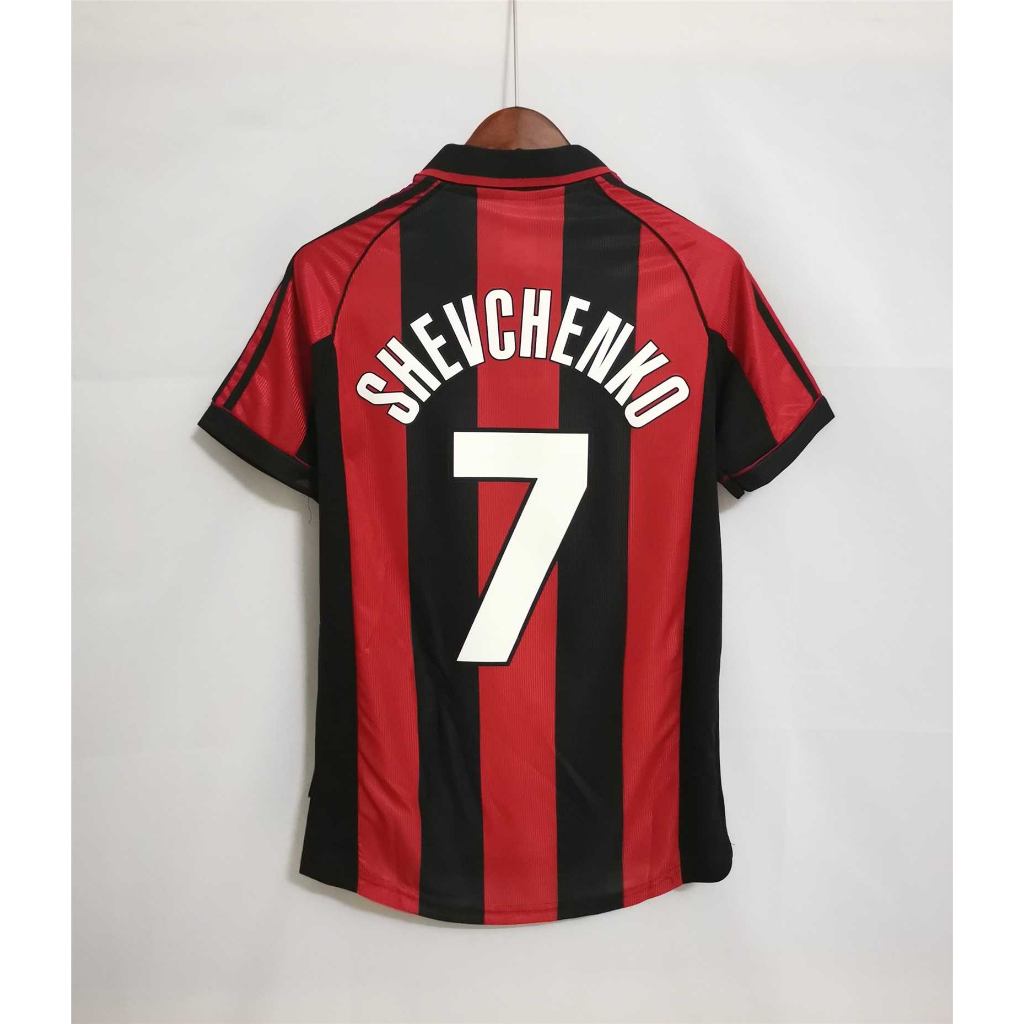 เสื้อกีฬาแขนสั้น ลายทีมชาติฟุตบอล AC Milan SHEVCHENKO MALDINI 98-99 ชุด ...