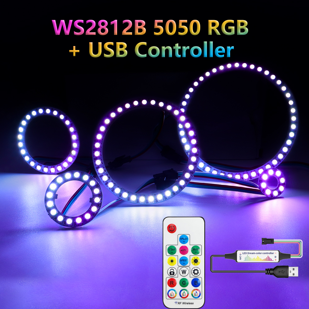 Ws2812b โมดูลแหวนพิกเซล Led 8 16 24 35 45 พิกเซล RGB ทรงกลม พร้อมตัว ...