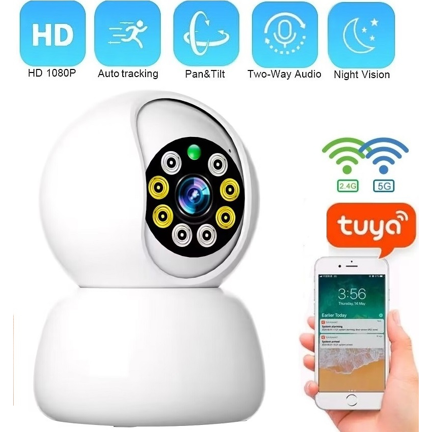 กล้องวงจรปิดรักษาความปลอดภัย 1080P Tuya Smart Wi-Fi Camera PTZ 5G/2 ...