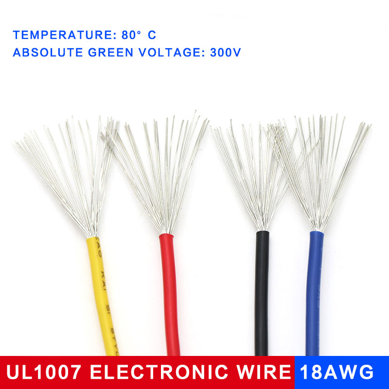 UL1007 18AWG ลวดอิเล็กทรอนิกส์ OD2.0mm ทองแดงชุบดีบุกแกนเชื่อมต่อตัวนำ, พีวีซีเปลือกสายเชื่อมต่อ ...