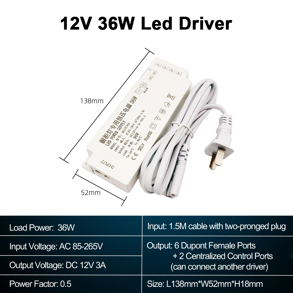 อะแดปเตอร์แปลงไฟ LED 12V 24W 36W 60W 100W 120W AC85-285V สําหรับตู้เสื้อผ้า | Shopee Thailand