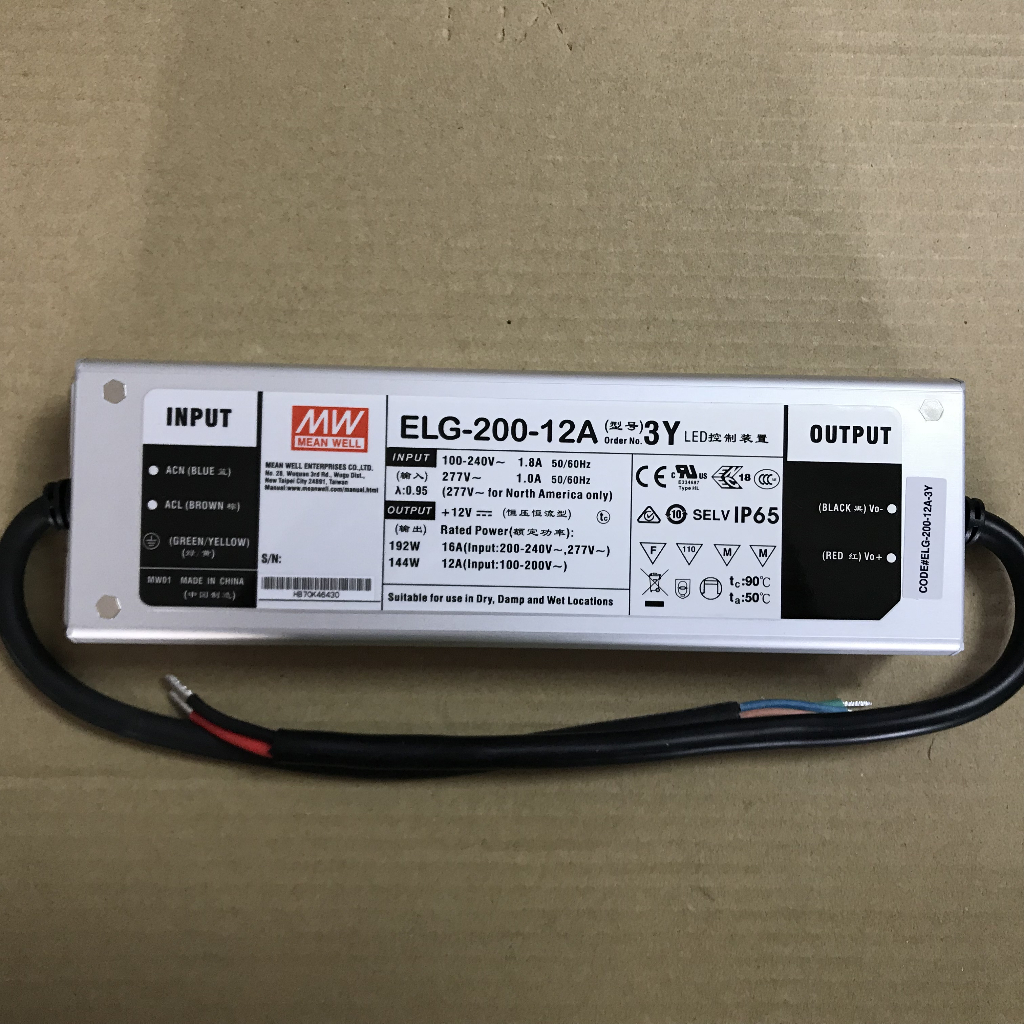 Mean WELL ELG-200-A-3Y 200W พาวเวอร์ไดรเวอร์ LED กันน้ํา 12A 24A 36A 42A 48A 54A | Shopee Thailand