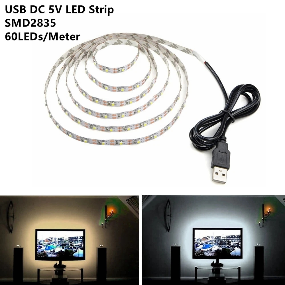 สายไฟ LED SMD 2835 USB 5V ยาว 5 เมตร สําหรับตกแต่งพื้นหลังทีวี ห้องครัว บ้าน | Shopee Thailand