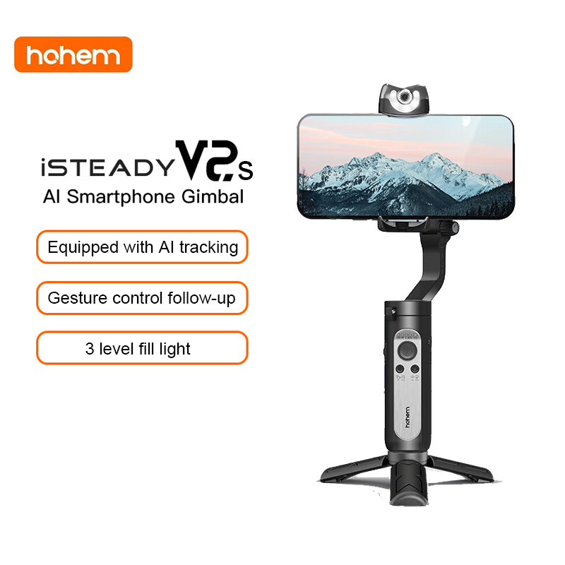 Hohem iSteady V2S ไม้เซลฟี่ ไม้กันสั่น 3 แกน พร้อมตัวควบคุมผ่านแอพ และไฟเติมแม่เหล็ก 3 ระดับ ...