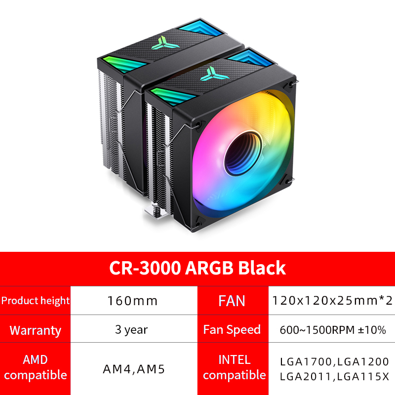 Jonsbo พัดลมระบายความร้อน CPU CR-3000 7 5V 3Pin ARGB 12 ซม. สําหรับ LGA1700 115x AM5 AM4 ...
