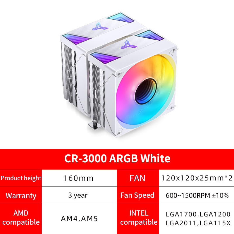 Jonsbo พัดลมระบายความร้อน CPU CR-3000 7 5V 3Pin ARGB 12 ซม. สําหรับ LGA1700 115x AM5 AM4 ...