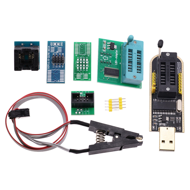โมดูลโปรแกรมเมอร์ CH341A 24 25 Series EEPROM Flash BIOS USB พร้อมคลิป ...
