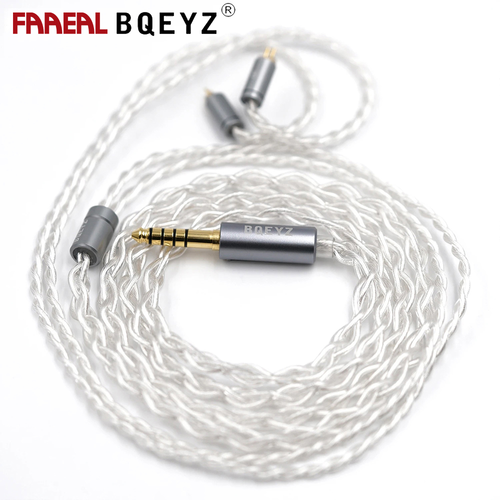 Faaeal BQEYZ สายหูฟัง 4 Strands ชุบเงิน 0.78 มม.2Pin In-Ear Monitor Balanced HiFi Gaming Audio ...