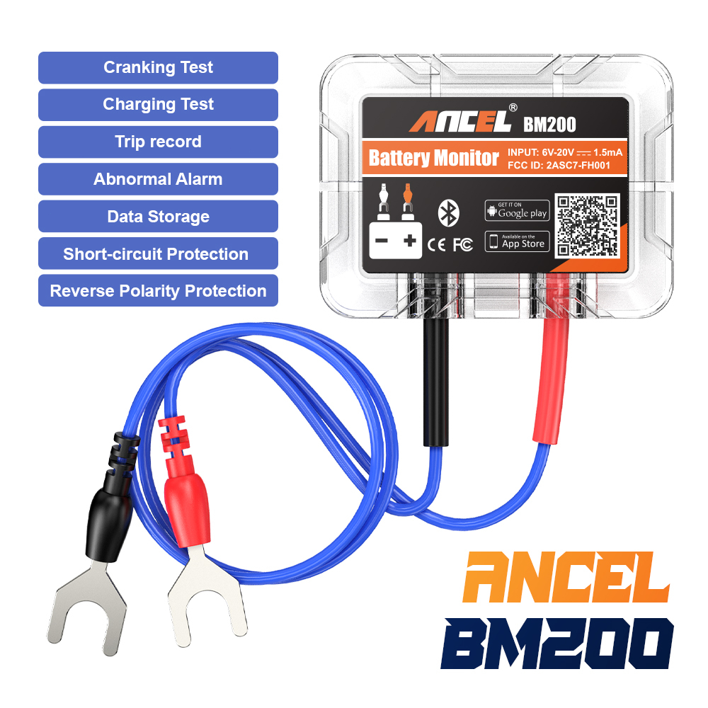 Ancel BM200 เครื่องทดสอบแบตเตอรี่รถยนต์ บลูทูธ ไร้สาย 12V รองรับจอ ...
