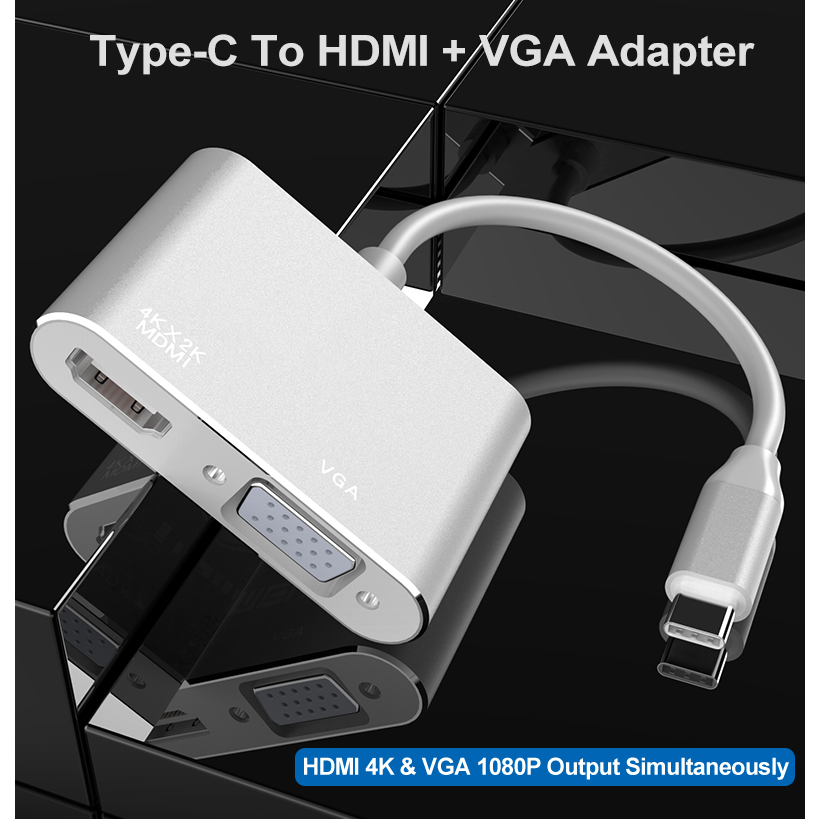 อะแดปเตอร์สายเคเบิ้ล USB 3.1 Type-C เป็น HDMI Bus VGA ความถี่รถบัส HDMI ...