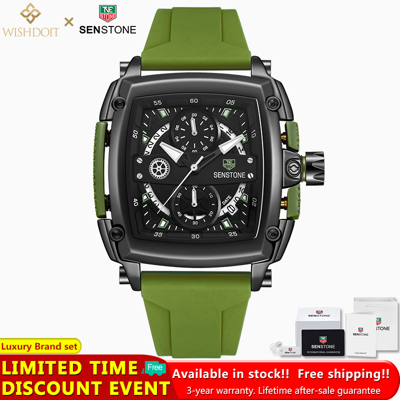 SENSTONE ของแท้ นาฬิกาข้อมือควอทซ์ อนาล็อก โครโนกราฟ สายสเตนเลส เรือง ...