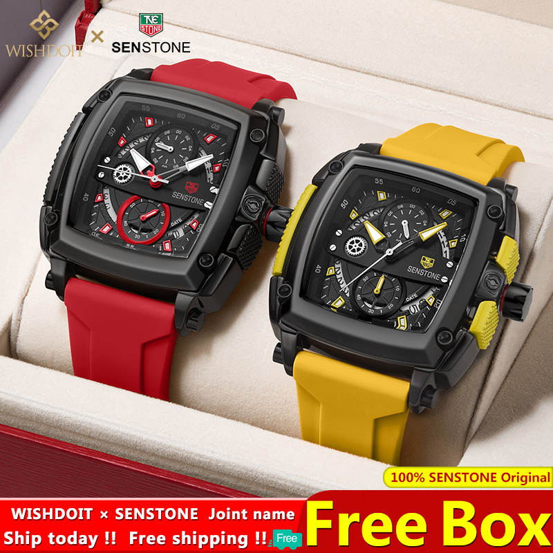 SENSTONE ของแท้ นาฬิกาข้อมือควอทซ์ อนาล็อก โครโนกราฟ สายสเตนเลส เรือง ...