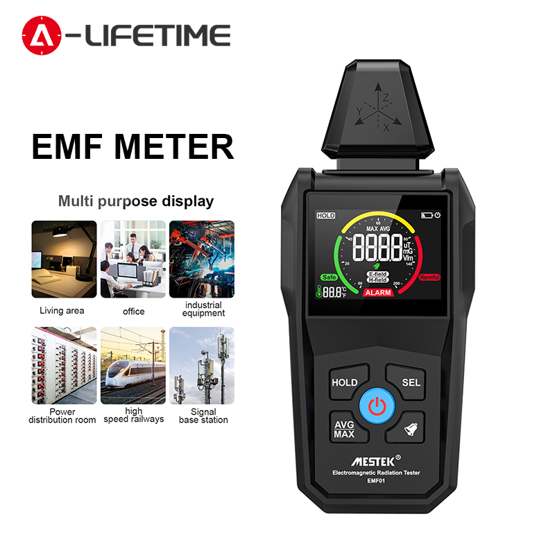 ใหม่หน้าจอสี EMF Meter ดิจิตอล EMF01 สนามแม่เหล็กไฟฟ้าในครัวเรือน EMF ...