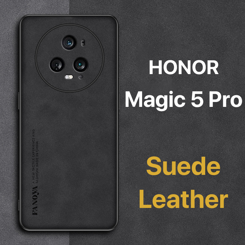 หนังกลับ เคส HONOR Magic 5 Pro Case สัมผัสที่สบาย ป้องกันลายนิ้วมือ ขอบ ...