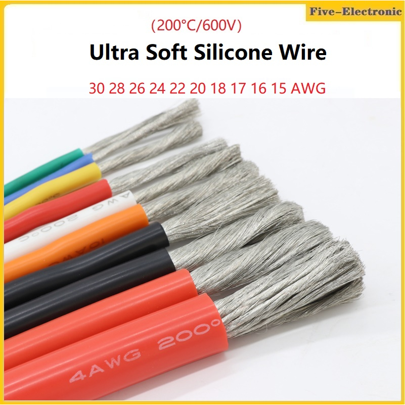 10M UL Ultra Soft Silicone Wire 30AWG 28 26 24 22 20 AWG Heat-resistant Cable Copper Flexible ...
