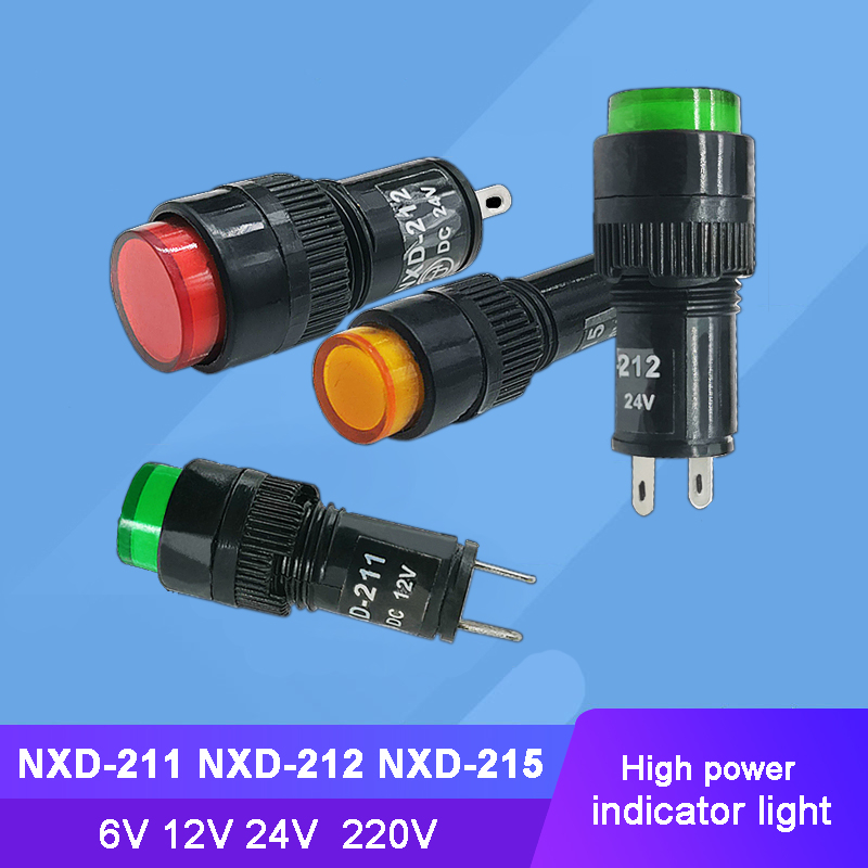 ไฟสัญญาณ 10 มม. NXD-211 12 มม. NXD-212 8 มม. NXD-215 12V 24V 220V 10 ...