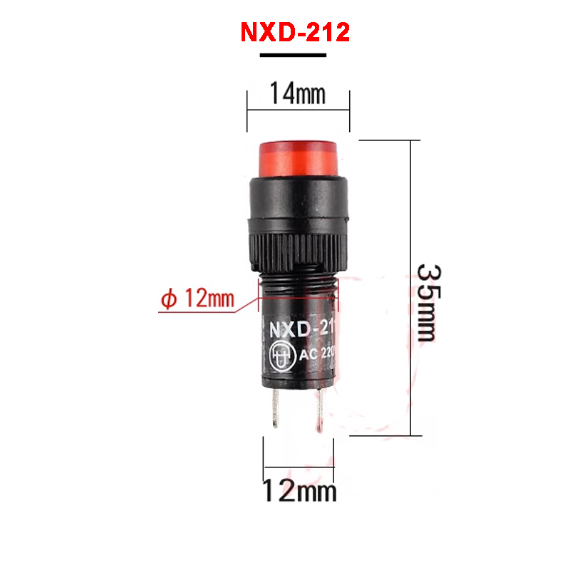 ไฟสัญญาณ 10 มม. NXD-211 12 มม. NXD-212 8 มม. NXD-215 12V 24V 220V 10 ...