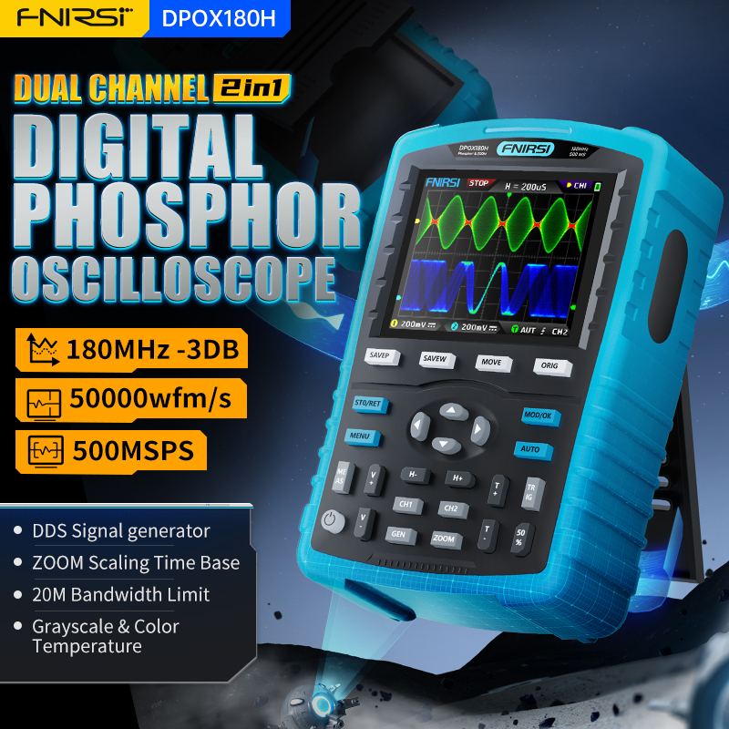 Fnirsi DPOX180H เครื่องกําเนิดสัญญาณดิจิทัล ออสซิลโลสโคป 180MHz -3DB 50000wfms/s ช่องคู่ 20Mhz ...