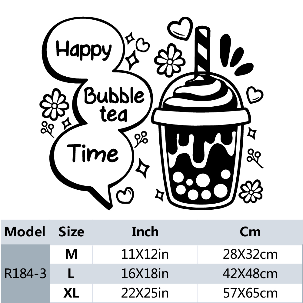 สติกเกอร์ Happy Bubble Tea Time สําหรับตกแต่งร้านชานม | Shopee Thailand
