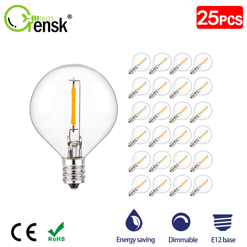 หลอดไฟ LED G40 E12 1W 220V 10W สีขาวอบอุ่น สไตล์เรโทร แบบเปลี่ยน สําหรับตกแต่งระเบียง 10 แพ็ค ...