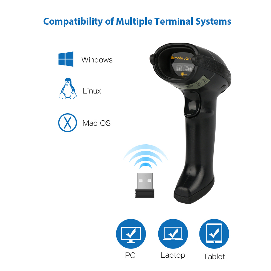เครื่องยิงบาร์โค้ด มือถือเครื่องสแกนบาร์โค้ด 1D/2D Laser Bluetooth Wireless Bar Code Reader ...