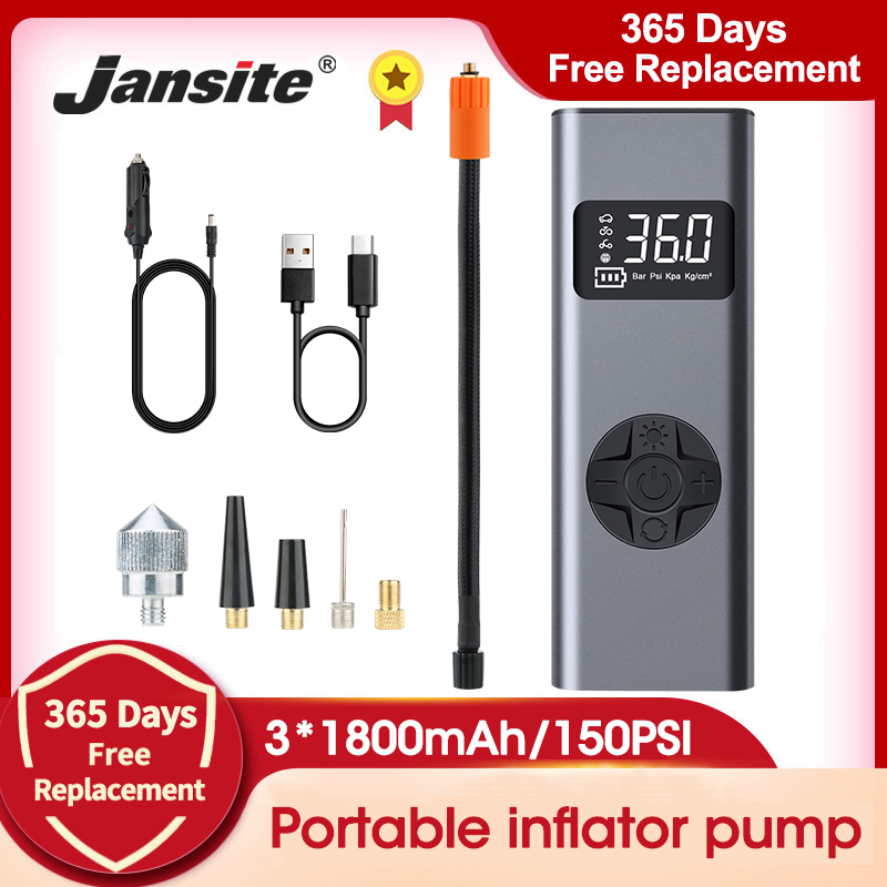 Jansite เครื่องปั๊มลมยางรถยนต์ แบบพกพา ขนาดเล็ก ไร้สาย | Shopee Thailand