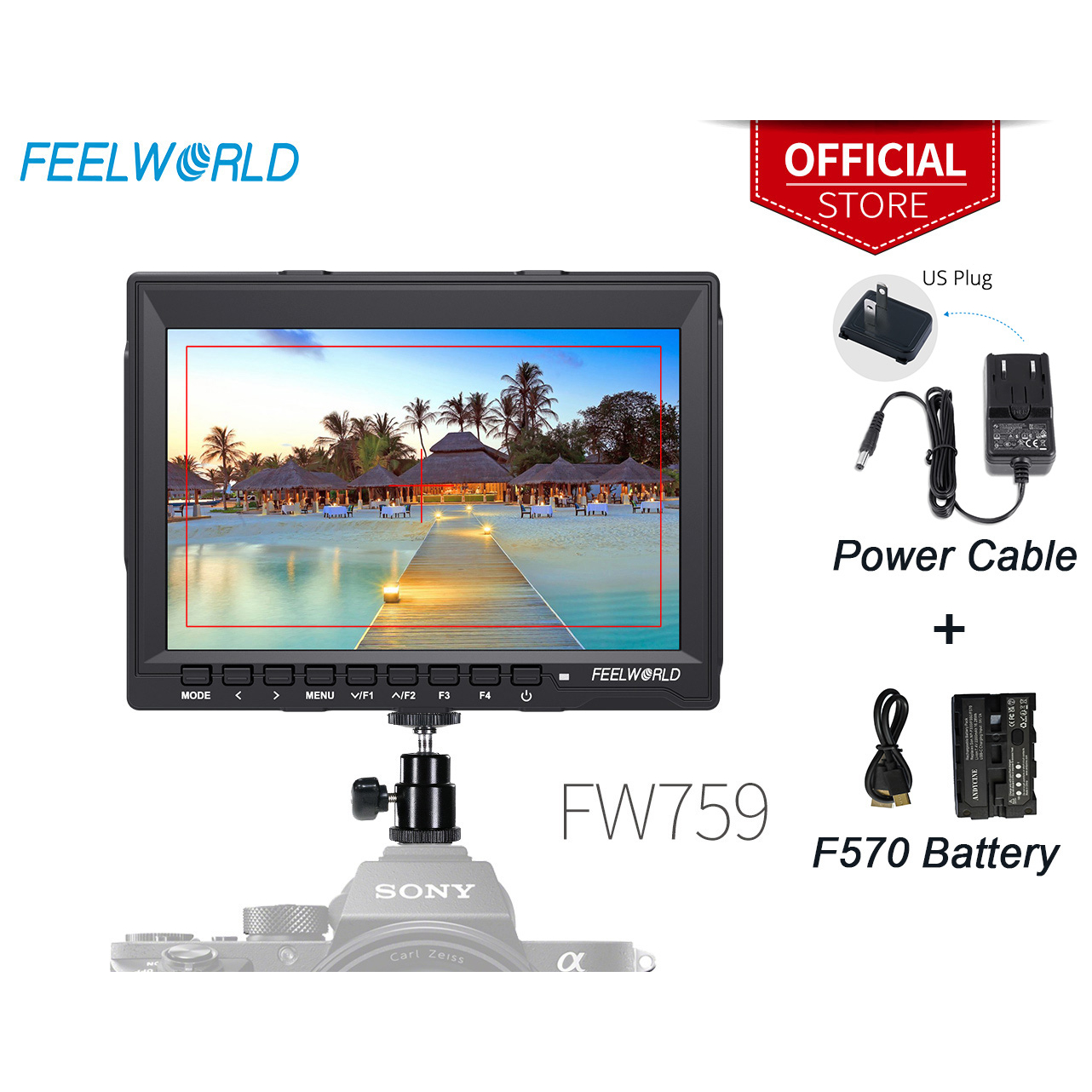 Feelworld FW759 มอนิเตอร์กล้อง DSLR HD 7 นิ้ว IPS 1280x800 4K HDMI ...