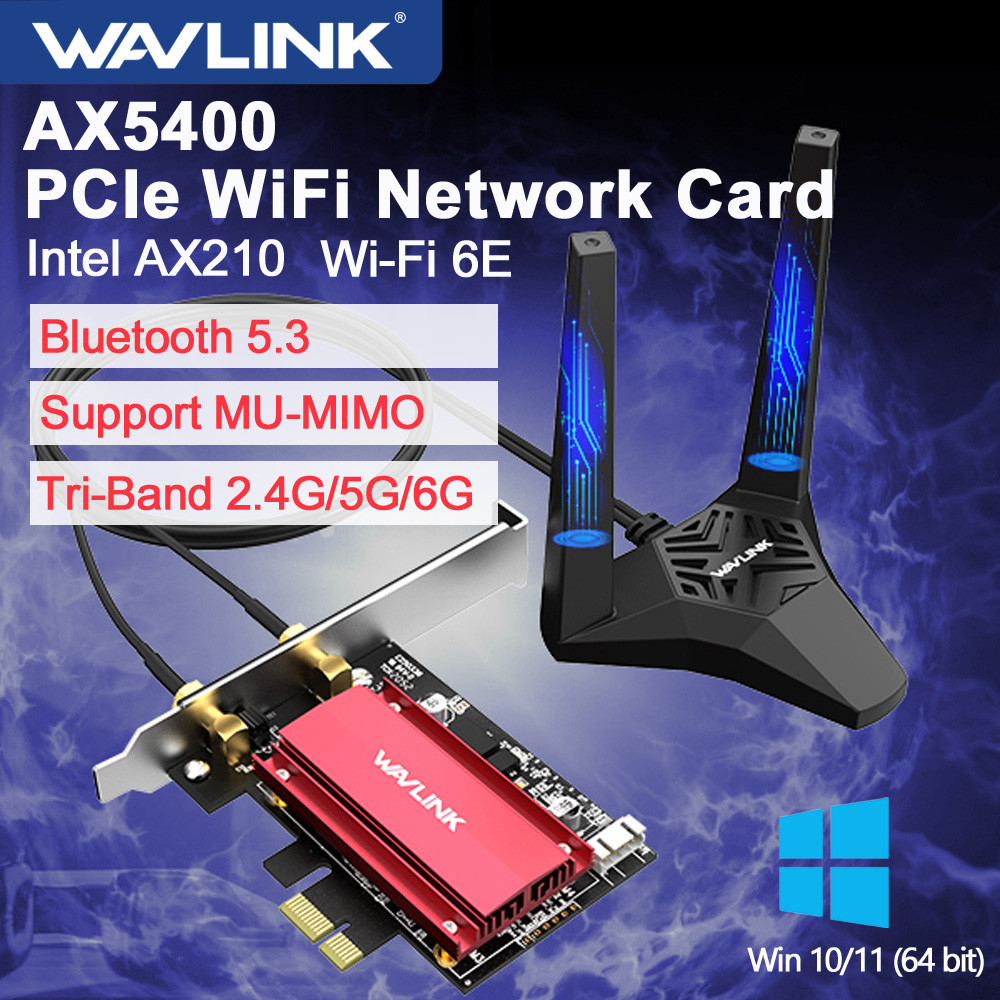 Wavlink AX5400 อะแดปเตอร์การ์ดเครือข่าย WiFi 6E PCIe Tri-Band AX210 พร้อมบลูทูธ 5.3 สําหรับ ...