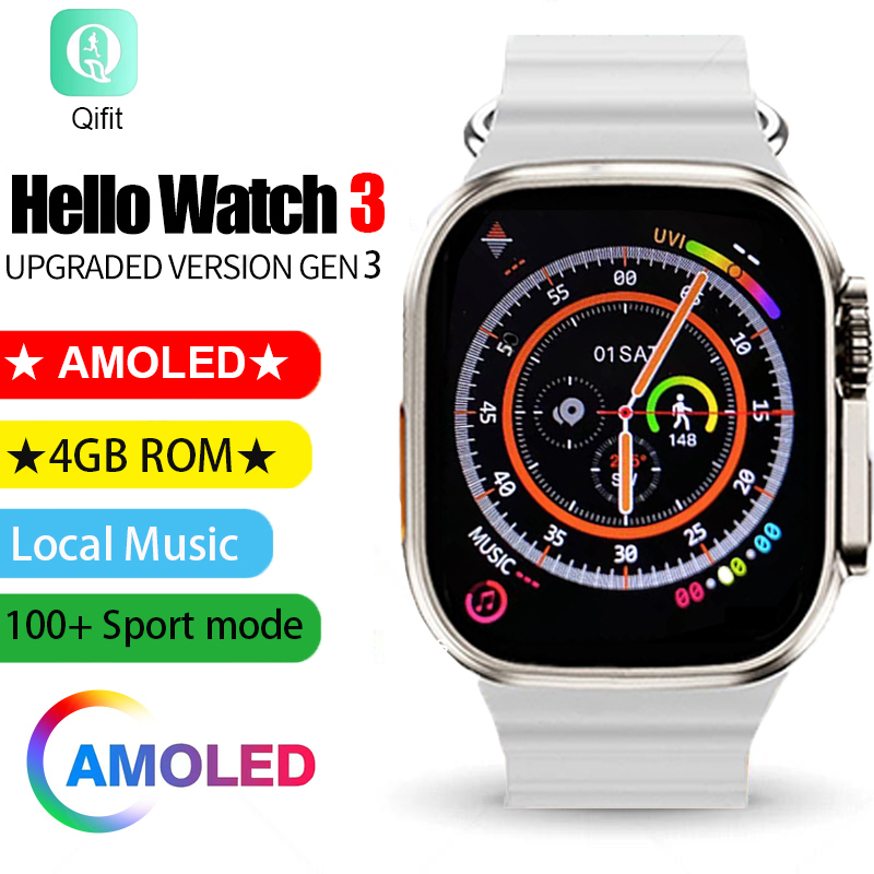 Hello Watch 3 สมาร์ทวอทช์ Amoled Hello Watch 2 Upgraded Series 8 2.04 ...