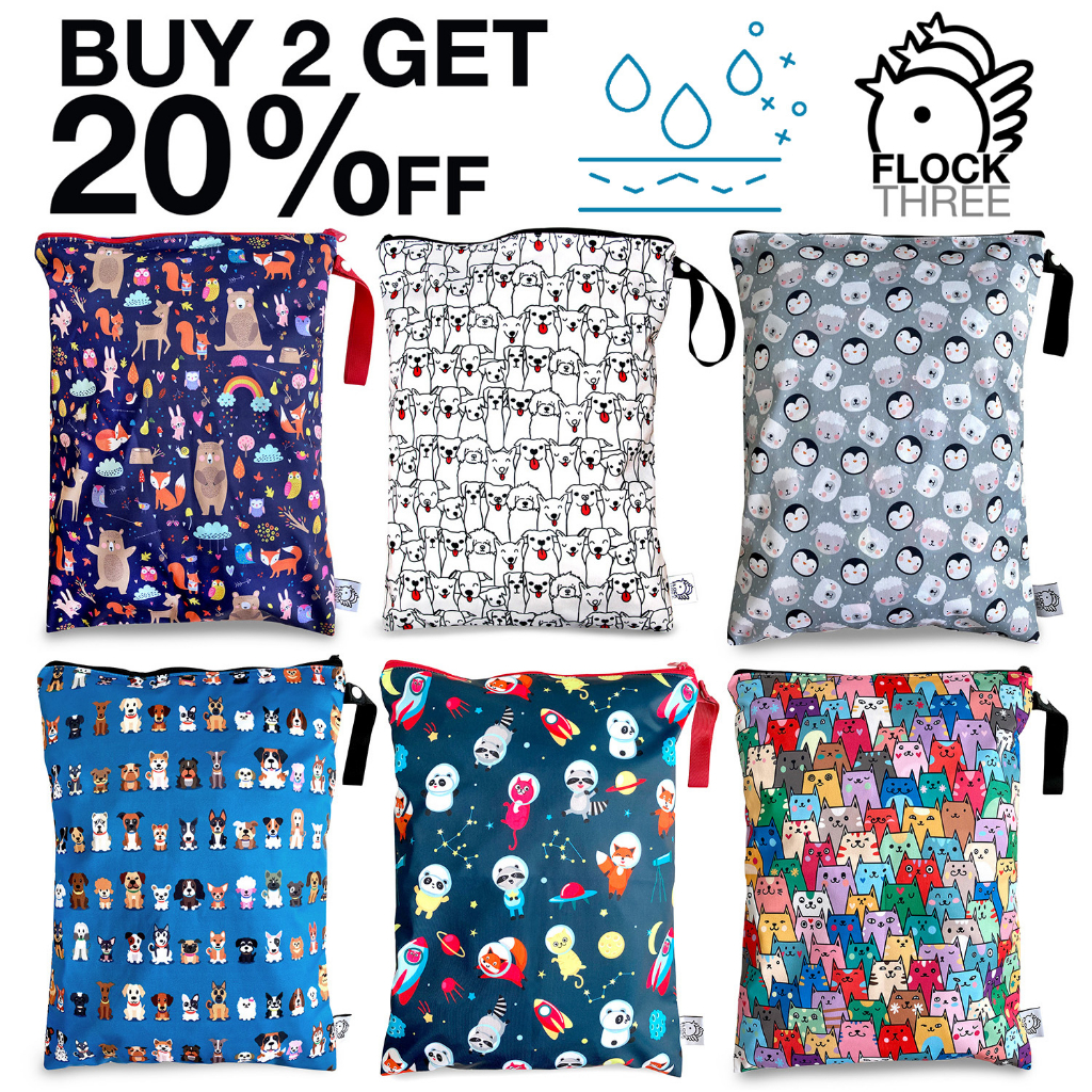 Flock THREE กระเป๋าผ้าอ้อม กันน้ํา ใช้ซ้ําได้ 42 ซม. x 32 ซม. สําหรับ ...