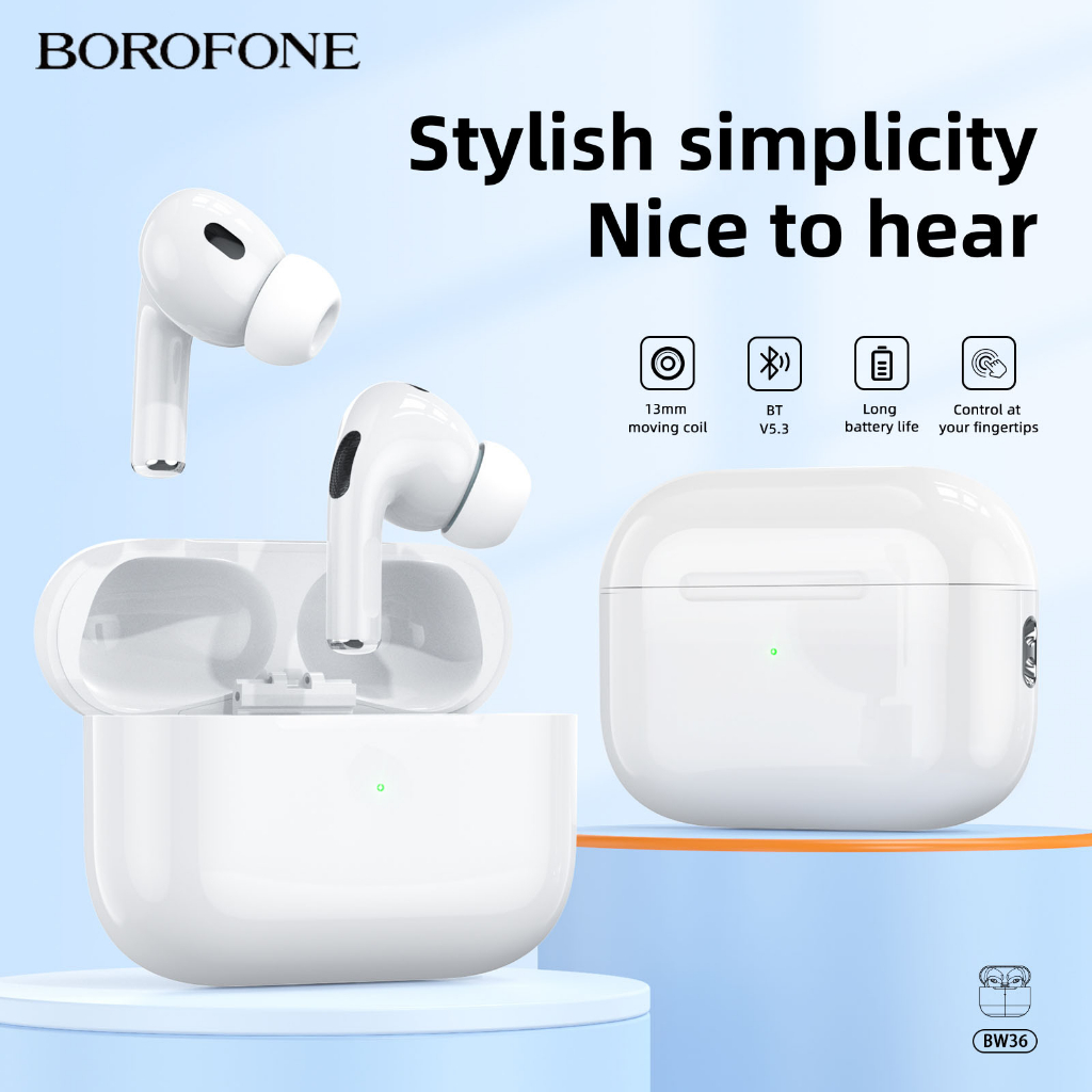 Borofone BW36 ANC TWS หูฟังบลูทูธ 5.3 ตัดเสียงรบกวน หูฟังกีฬาไร้สาย ...