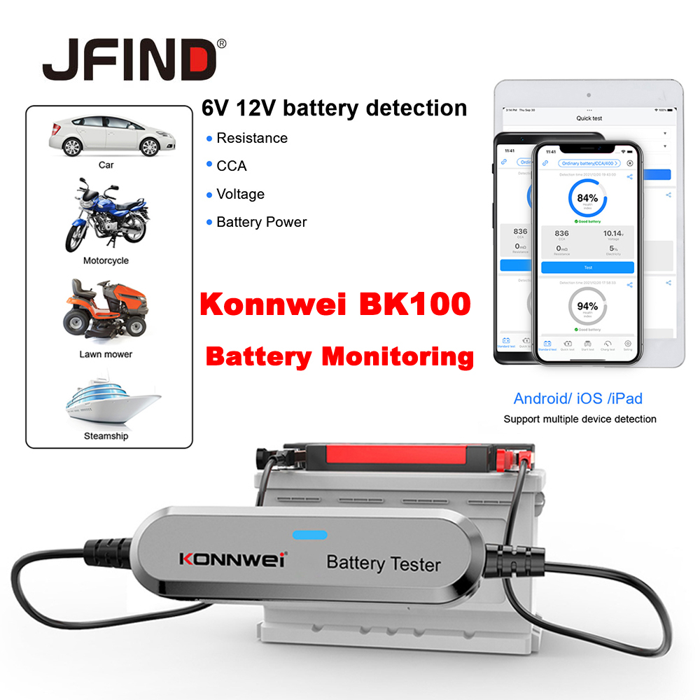 Konnwei BK100 เครื่องทดสอบแบตเตอรี่รถยนต์ บลูทูธ 12V สําหรับ IOS Android 6V 12V | Shopee Thailand