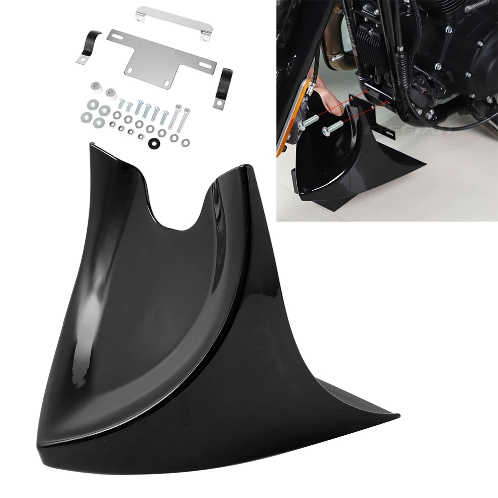 1PC Glossy / Bright สีดํารถจักรยานยนต์ Lower Chin Fairing สปอยเลอร์ ...