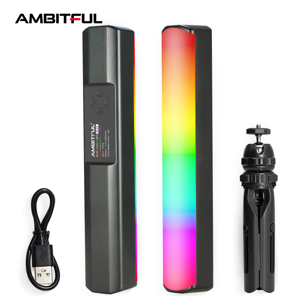 AMBITFUL BL06 RGB 3200-4500-5600K RGB หลอดไฟ LED แบตเตอรี่ลิเธียมในตัว ...