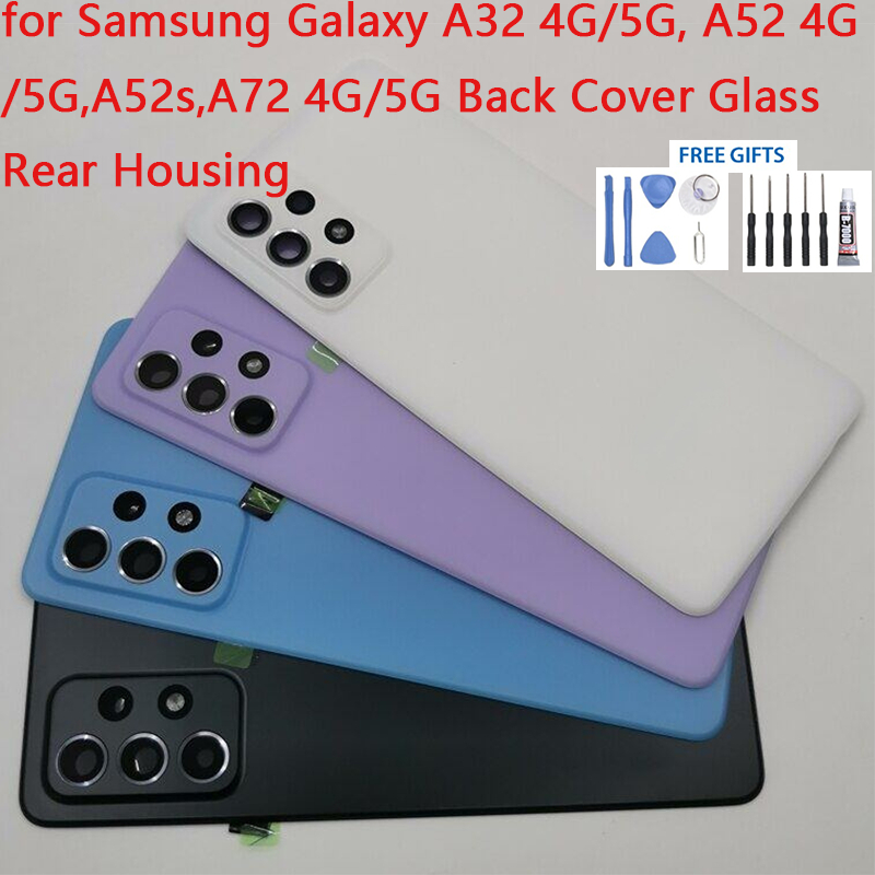ฝาครอบแบตเตอรี่ด้านหลัง พร้อมสติกเกอร์เลนส์กล้อง สําหรับ Samsung Galaxy A32 4G 5G A52 4G 5G A52s ...
